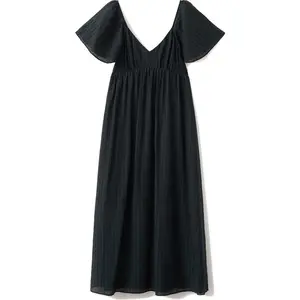 Mango Textured Gathered Empire Waist Dress - Black