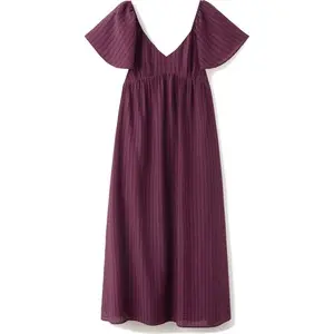 Mango Textured Gathered Empire Waist Dress - Maroon