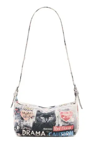 Desigual Mixed Print Denim Shoulder Bag
