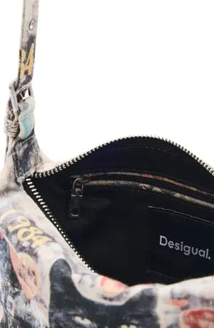 Desigual Mixed Print Denim Shoulder Bag