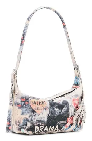 Desigual Mixed Print Denim Shoulder Bag