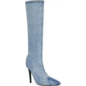 AZALEA WANG Calana Pointy Toe Boot - Denim