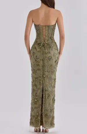 House Of Cb Anisa Hand-beaded Gown