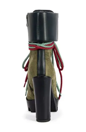 AZALEA WANG Lace-up Block Heel Bootie