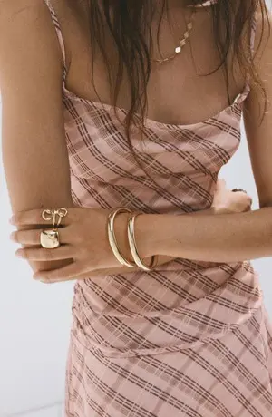 Mango Gathered Checked Dress