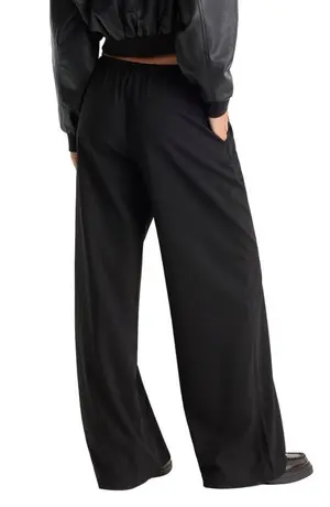 Good American Plaid Wide Leg Trousers - Black001