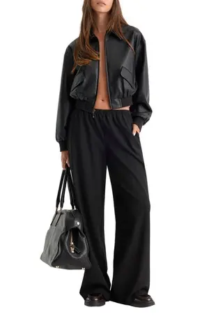 Good American Plaid Wide Leg Trousers - Black001