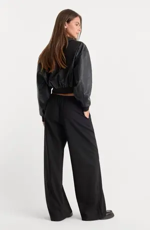 Good American Plaid Wide Leg Trousers - Black001