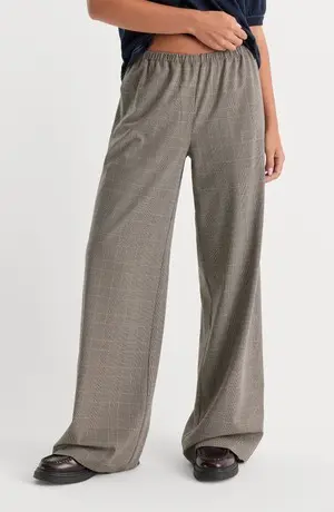 Good American Plaid Wide Leg Trousers