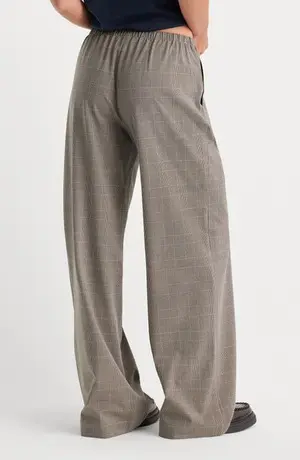 Good American Plaid Wide Leg Trousers