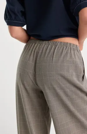 Good American Plaid Wide Leg Trousers