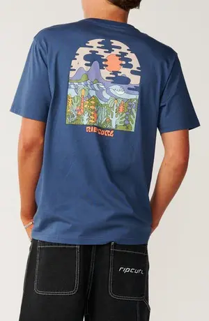 Rip Curl Pacific Rinse Cotton Graphic T-shirt - Light Navy