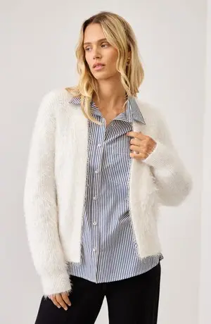 Karen Kane Open Front Fuzzy Knit Cardigan