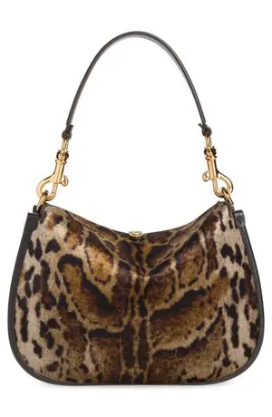 Etro Animal Print Velvet Shoulder Bag - Print On Beige Base