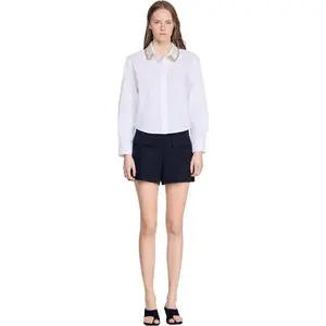 Sandro Jewel Collar Shirt - White