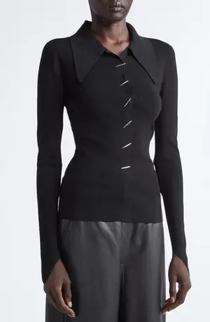 GRACE LING Angular Ribbed Cardigan