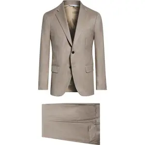 Boglioli Herringbone Stretch Virgin Wool Suit - Beige