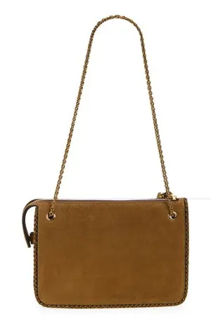 Etro Suede Crossbody Clutch With Paisley Appliqué And Braided Edges - Ochre