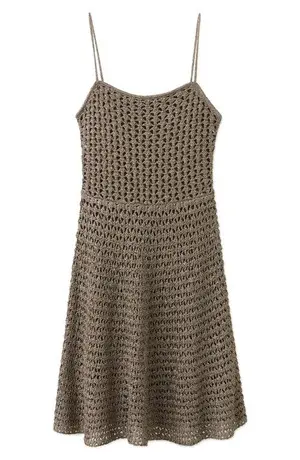 Mango Crocheted Lurex Dress - Brown