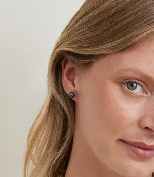 The Pearl Source Black Akoya Cultured Pearl Stud Earrings