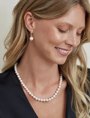 The Pearl Source 7.0-7.5mm White Freshwater Pearl Necklace