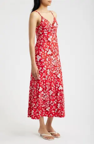 Loveappella Strappy Twist Floral Midi Dress