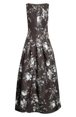 Oscar De La Renta Peony Sleeveless Faille Gown