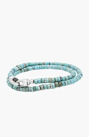 NIALAYA JEWELRY Onyx Heishi Wrap Bracelet - Turquoise