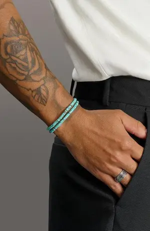 NIALAYA JEWELRY Onyx Heishi Wrap Bracelet - Turquoise