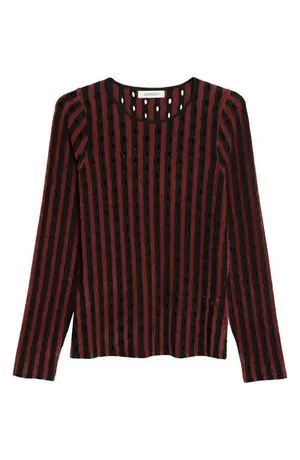 ZANKOV Lulu Open Stitch Stripe Sweater - Raisin Multi