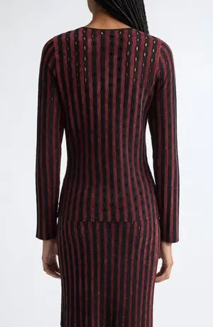 ZANKOV Striped Perforated Crewneck Sweater