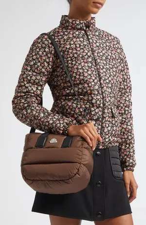 Moncler Micro Caradoc Puffer Crossbody Bag - Espresso Bean