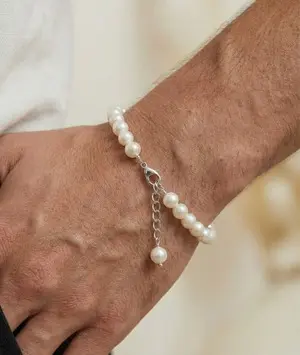 The Pearl Source 7.5-8.5mm White Freshwater Pearl Bracelet