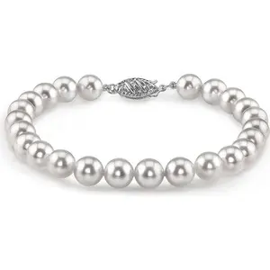 The Pearl Source 5.5-6.0mm Akoya Pearl Bracelet With Sterling Silver Clasp - White Pearls