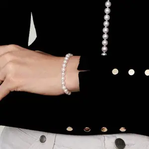 The Pearl Source 5.5-6.0mm Akoya Pearl Bracelet With Sterling Silver Clasp