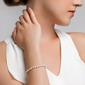 The Pearl Source 5.5-6.0mm Akoya Pearl Bracelet With Sterling Silver Clasp