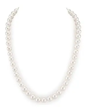 The Pearl Source 7.5-8.5mm Freshwater Pearl Necklace, Aaa Quality - White Pearls