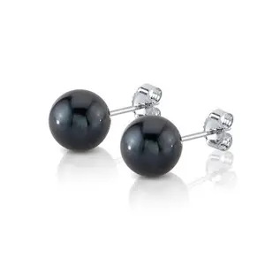 The Pearl Source Black Akoya Pearl Stud Earrings - White Gold