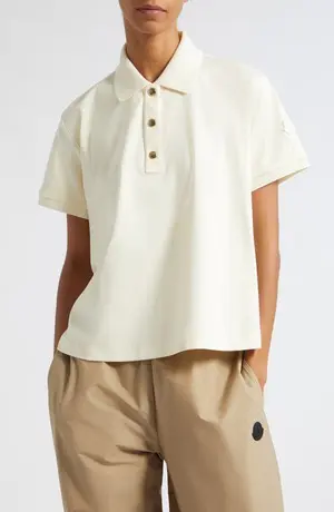 Moncler Snap Placket Polo Shirt - White