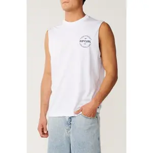 Rip Curl Staple Cotton Graphic Muscle T-shirt - White