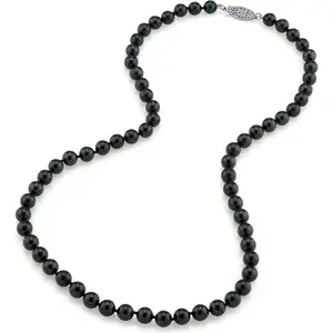 The Pearl Source Black Akoya Pearl Necklace - Black Pearls