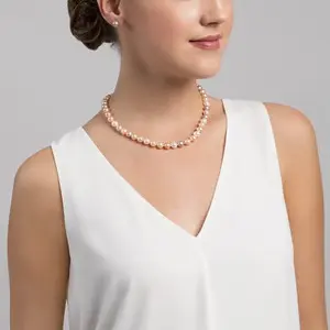 The Pearl Source 8.0-8.5mm Freshwater Multicolor Pearl Necklace