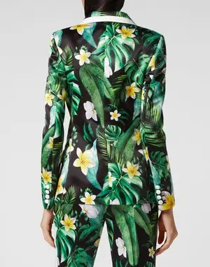 Philipp Plein Hawaii Floral Print Duchess Satin Blazer