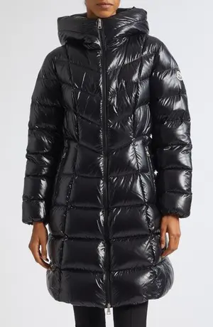 Moncler Marusse Long Quilted Down Coat - Black
