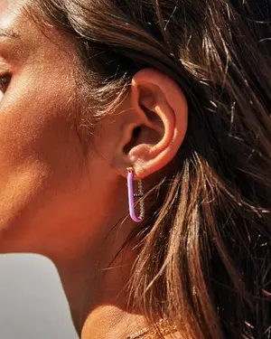 EMMA PILLS Original Enamel Crystal Drop Hoop Earrings - Candy Pink