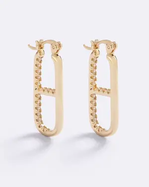 EMMA PILLS Original Enamel Crystal Drop Hoop Earrings - Gold