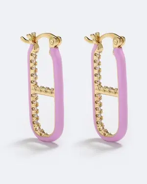 EMMA PILLS Original Enamel Crystal Drop Hoop Earrings - Pirouette