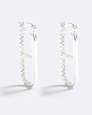 EMMA PILLS Emma Pills Original Enamel Crystal Drop Hoop Earrings Silver