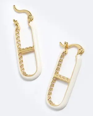 EMMA PILLS Original Enamel Crystal Drop Hoop Earrings - Sky