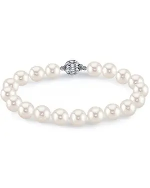 The Pearl Source 6.5-7.0mm White Freshwater Pearl Bracelet, Aaaa Quality - Sterling Silver Clasp